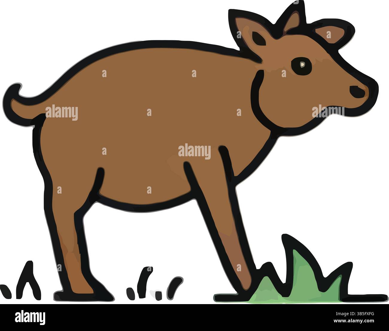 Cartoon Illustration of a Standing Deer on Grass Stock Vector Image ...