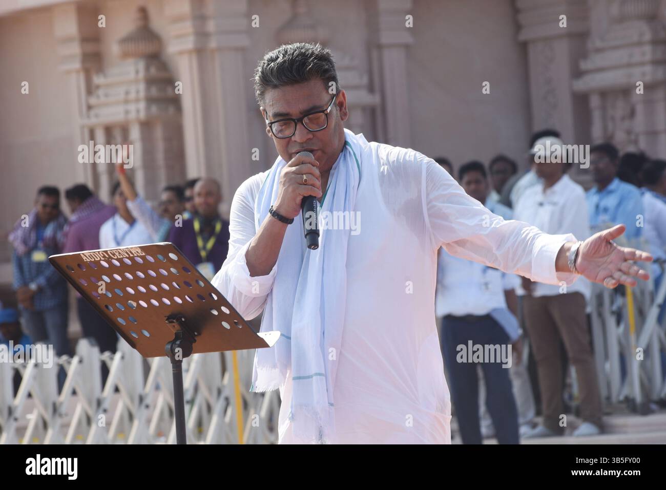 West Bengal goverment Minister and Singer Indranil Sen performing song and back side West Bengal ...