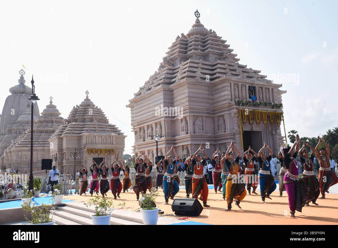 Odissi Dancers performing in front of temple odissi dance during West Bengal Chief Minister ...