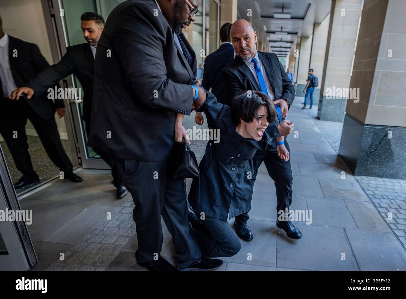 London, UK. 1st May, 2024. A climate change activist from ''AXE DRAX ...