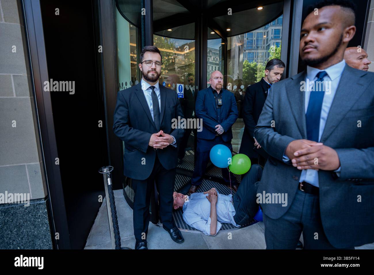 London, UK. 1st May, 2024. A climate change activist from 'AXE DRAX ...