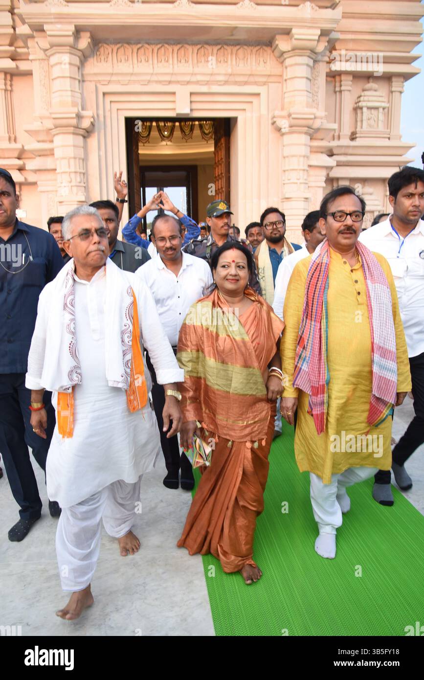 BJP Rajya Sabha MP Dilip Ghosh with wife Rinku Majumder and West Bengal State Power Minister and ...