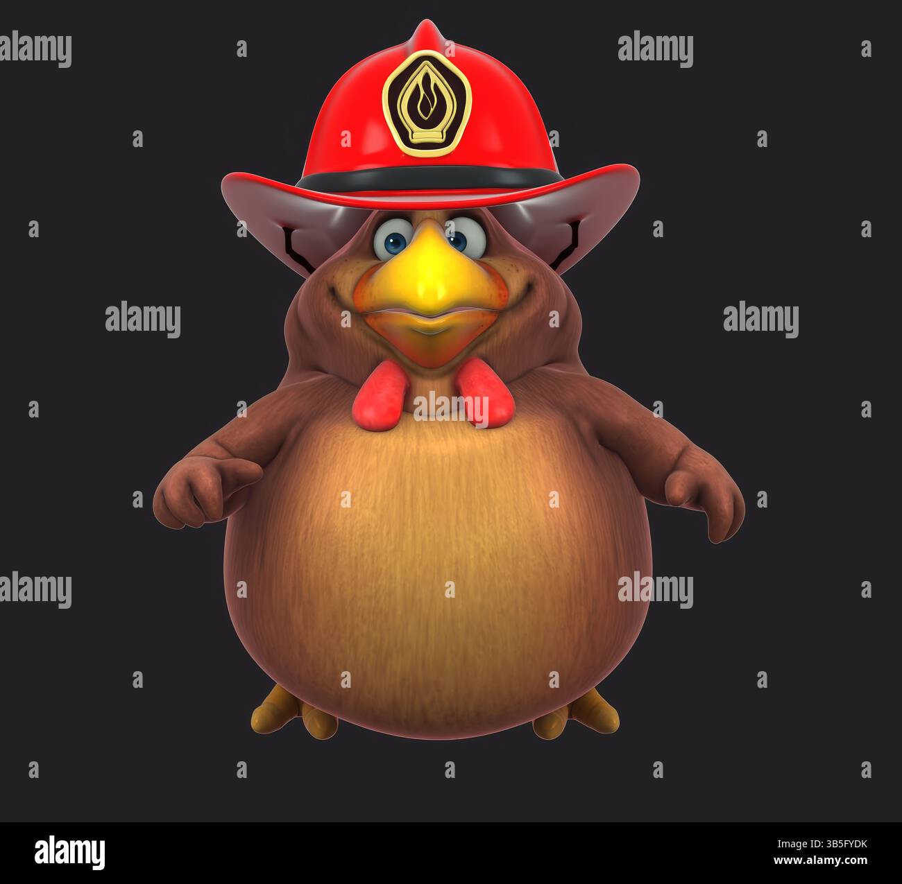 Fun 3D cartoon firefighter chicken Stock Photo - Alamy