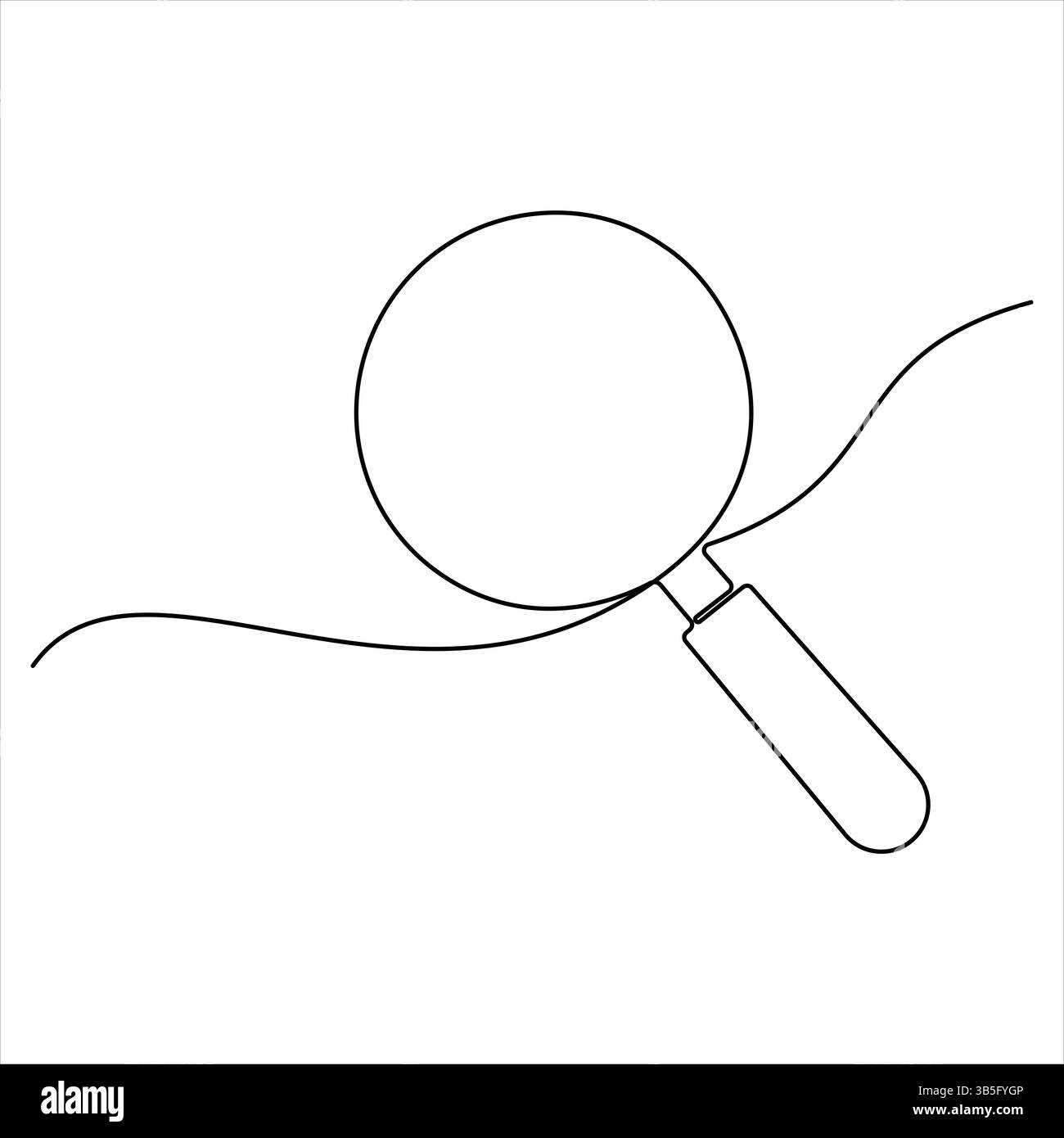 Continuous one line art magnifying glass search symbol sketch vector ...