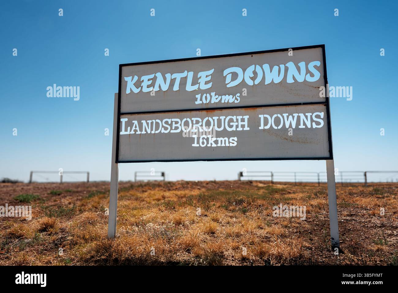 Sign to Kentle and Landsborough Downs in Queensland's Outback Stock ...