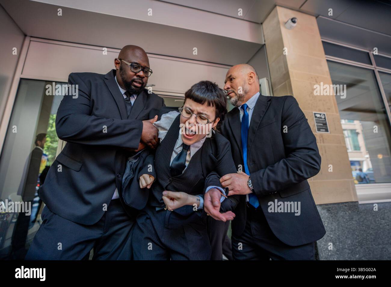 London, UK. 01st May, 2025. A climate change activist from 'AXE DRAX ...