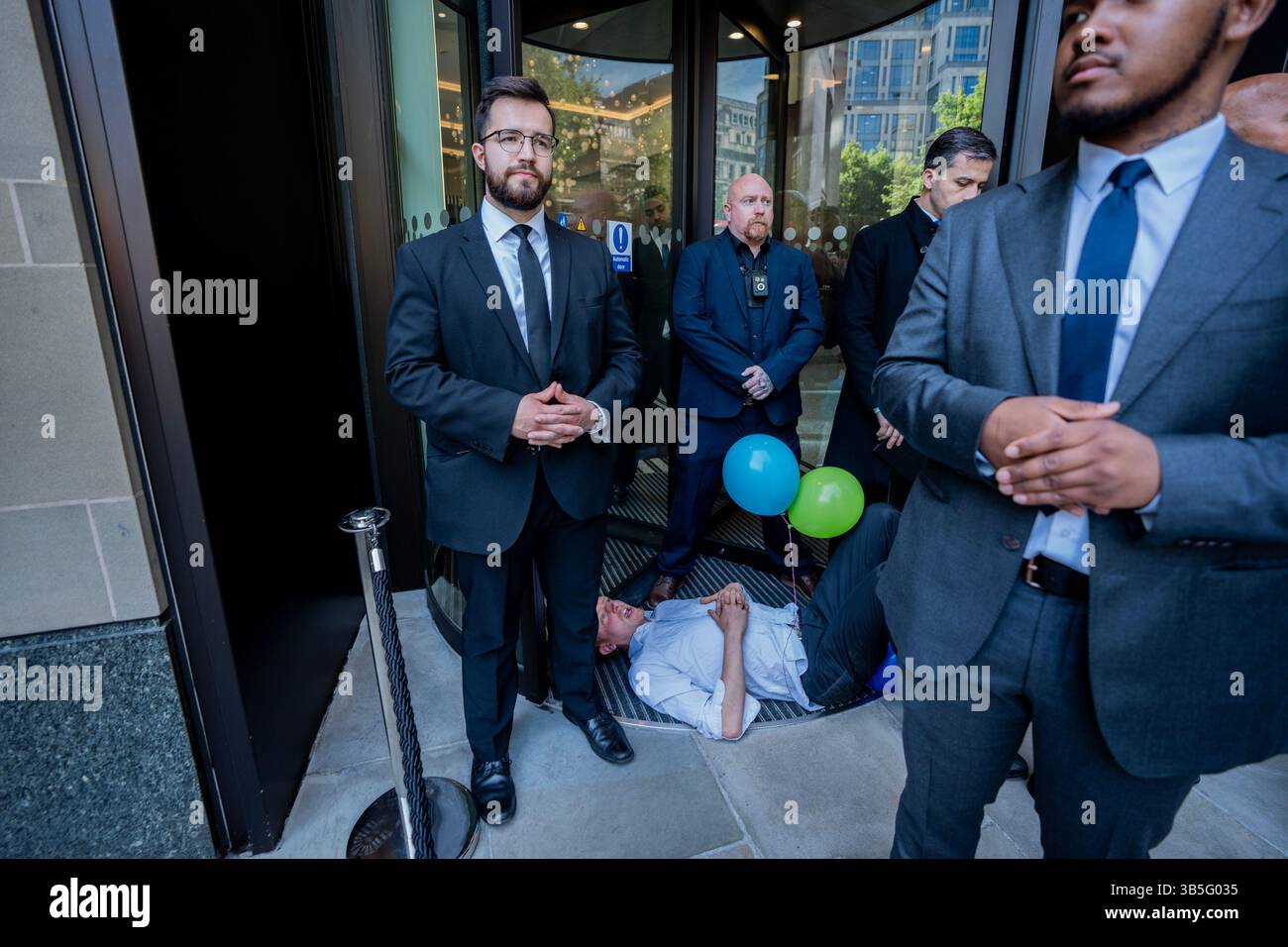 London, UK. 01st May, 2025. A climate change activist from 'AXE DRAX ...