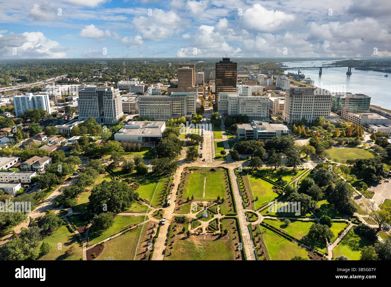 Baton Rouge Louisiana downtown city skyline by Mississippi River Stock ...