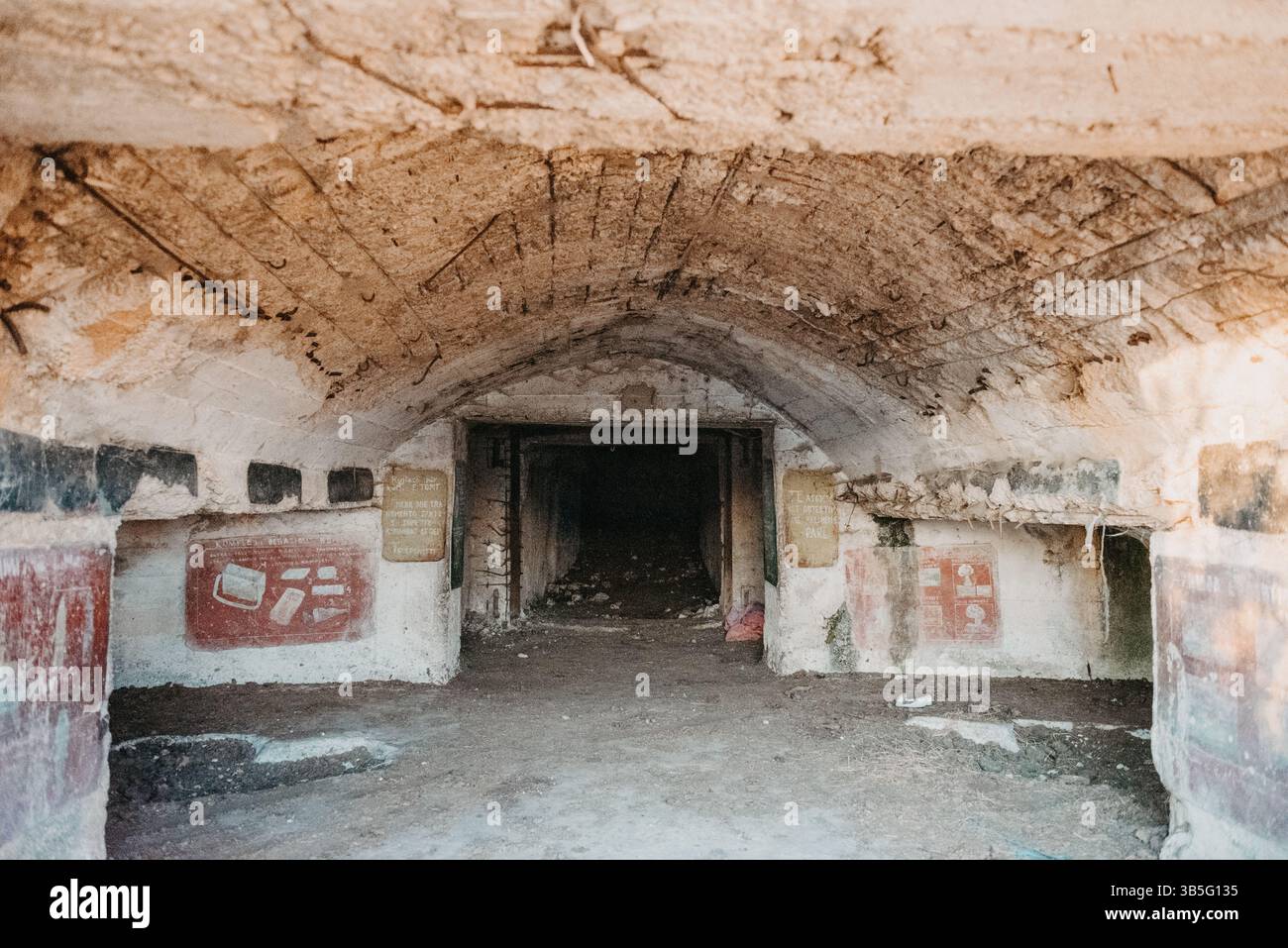 Abandoned Albanian Communist Era Bunker Interior with Propaganda Art ...