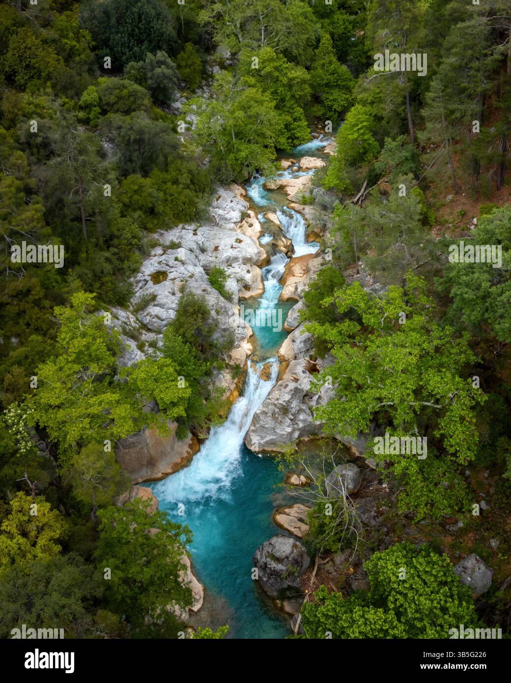 Stunning aerial view cascading waterfall hi-res stock photography and ...