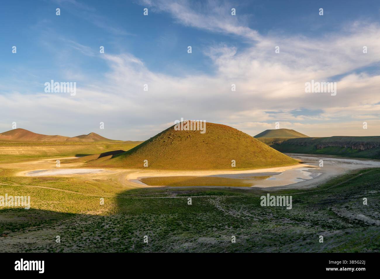 Meke Lake volcanic crater reflecting clouds in Turkey during sun Stock ...