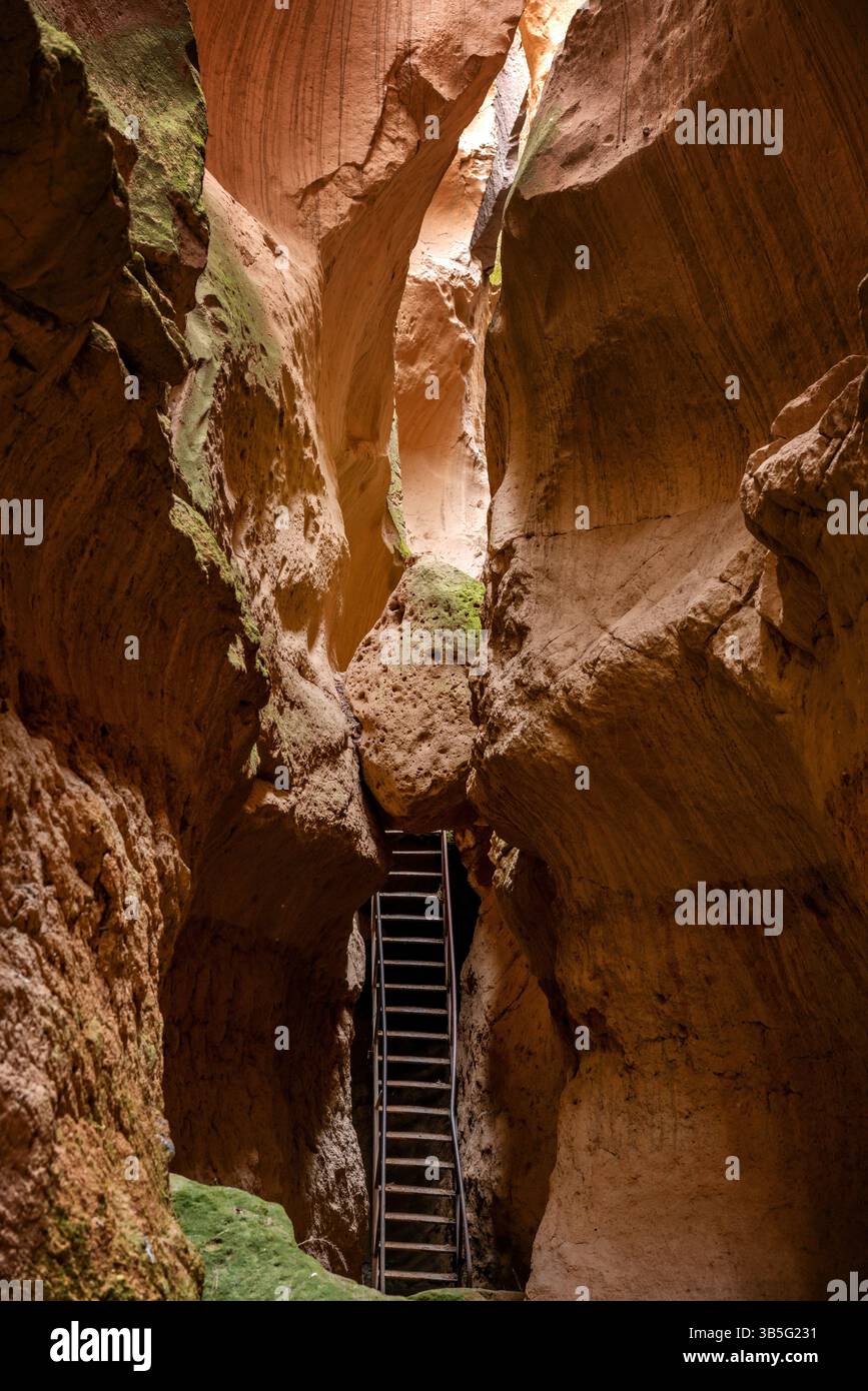 Avla canyon in Soganli with metal ladder in Cappadocia Stock Photo - Alamy