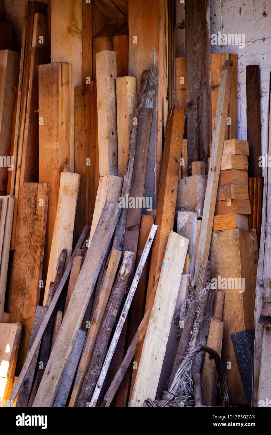A collection of wood pieces in storage Stock Photo - Alamy