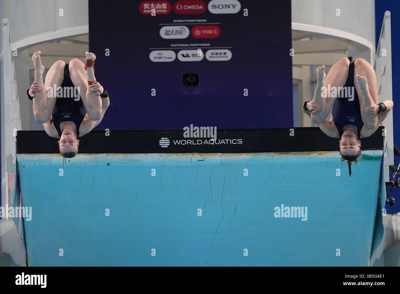 Britain's Maisie Bond and Lois Toulson compete in the Women's ...