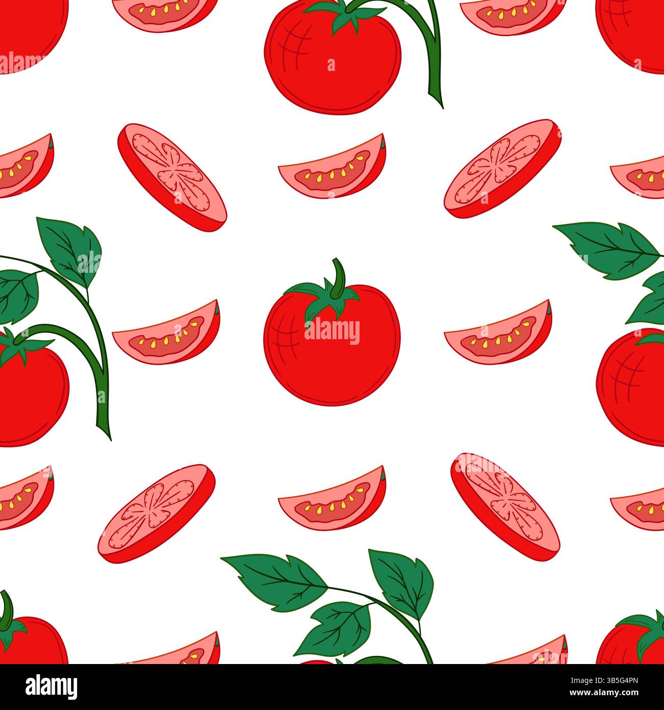 Tomato. Pattern for textile or kitchen in hand draw style. Seamless ...