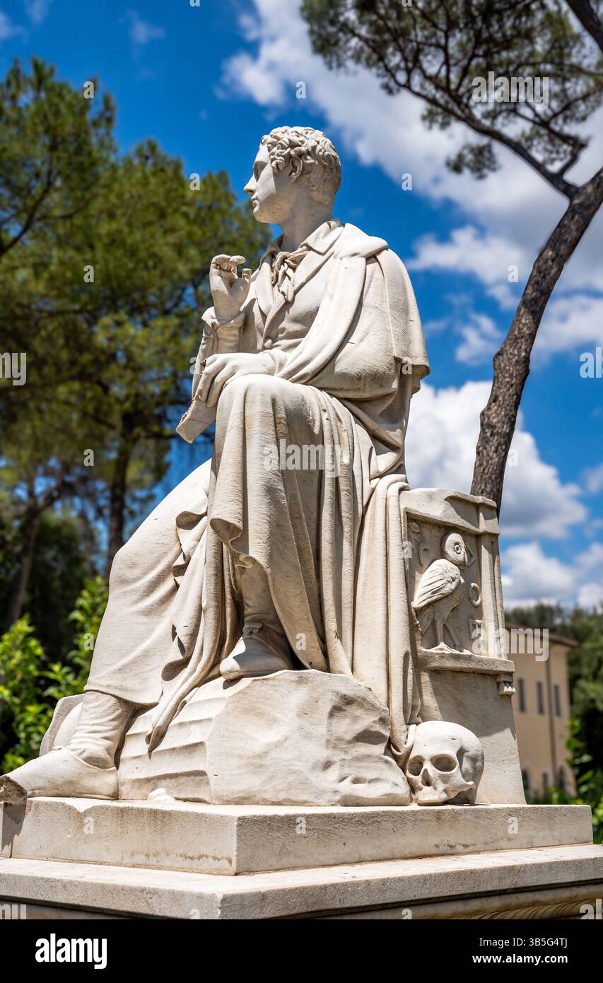 Marble statue of English poet Lord Byron, in the Villa Borghese a ...