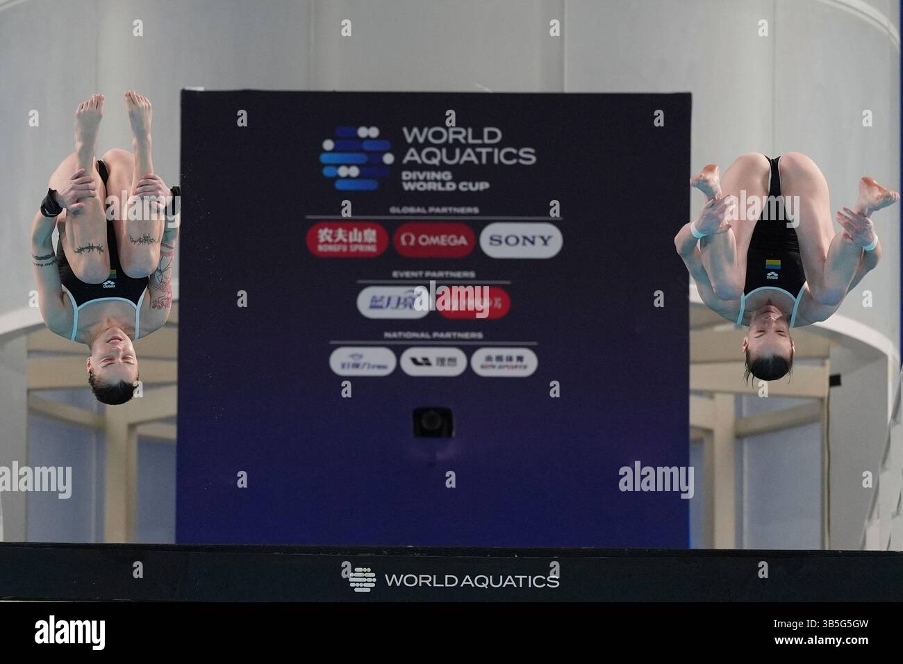 Ukraine's Ksenlia Bailo and Sofia Lyskun compete in the Women's ...