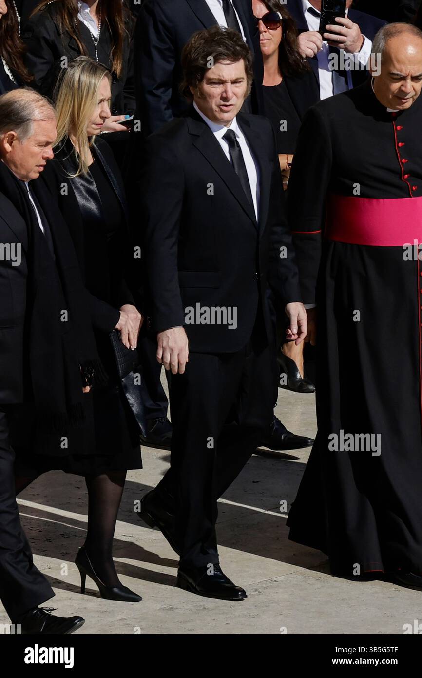 Argentinian President Javier Milei attends the funeral of Pope Francis ...