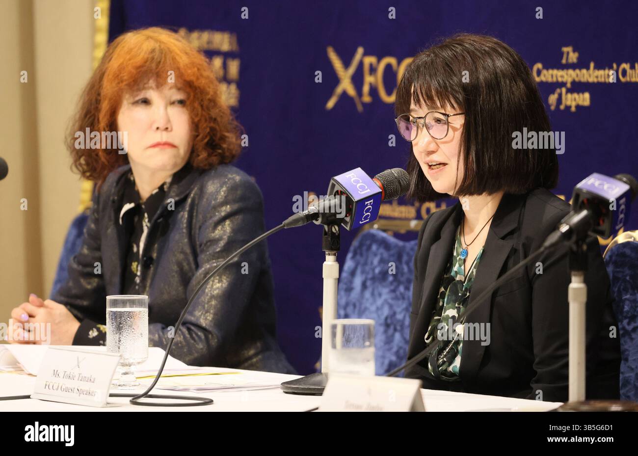 Tokyo, Japan. 2nd May, 2025. Tokie Tanaka (R), a Japanese rape victim ...