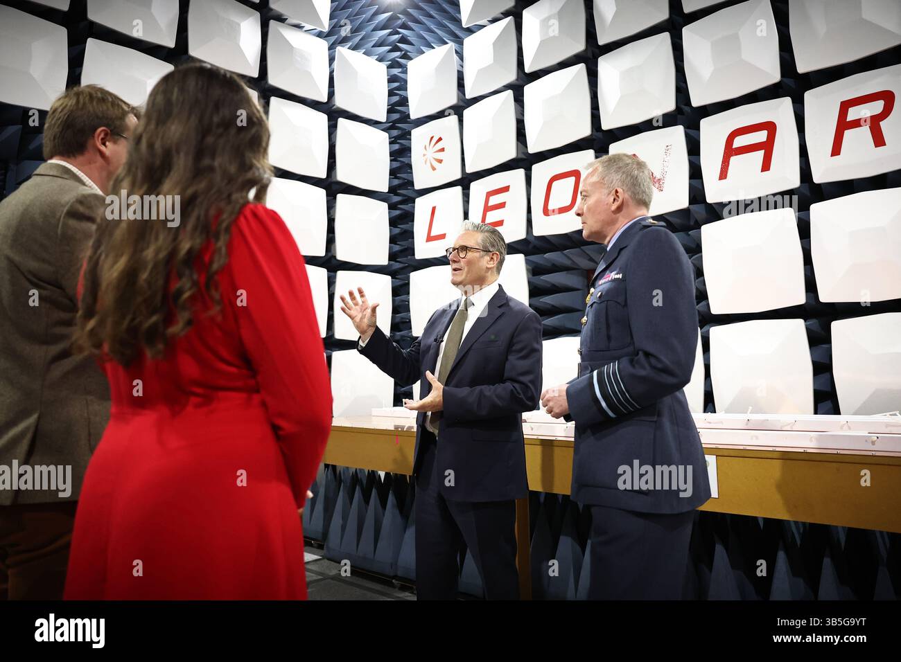 Prime Minister Sir Keir Starmer is shown an anechoic chamber during a ...
