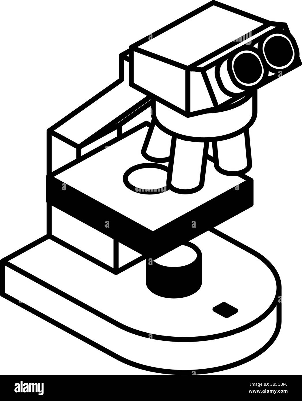 Simple line drawing icon of microscope, isometric illustration, Vector ...