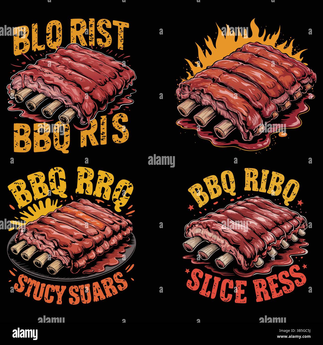 Delicious BBQ Ribs Graphic Design for Apparel Stock Vector Image & Art ...