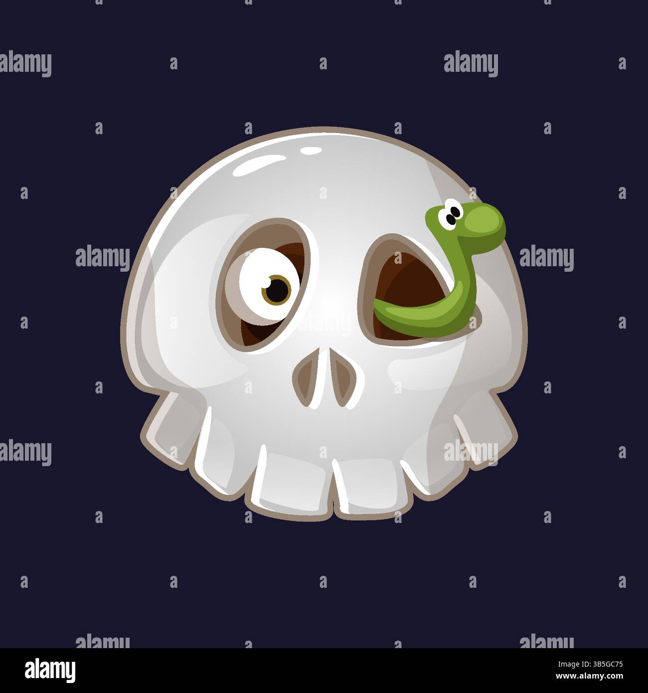 Funny Skull with Cute Worm. Vector Illustration Good For Halloween Or ...