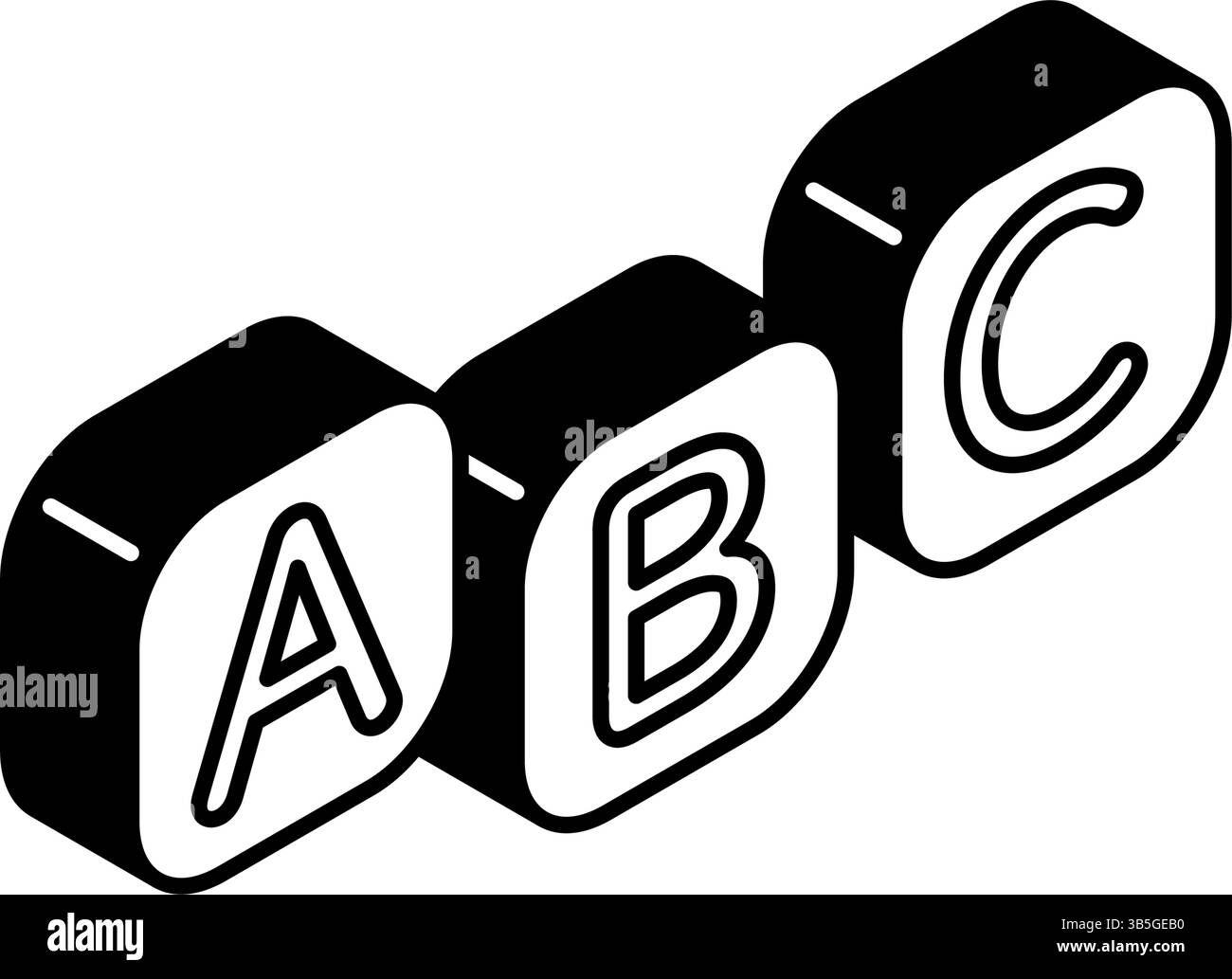 Alphabet ABC, Simple line drawing icon of English learning, isometric ...