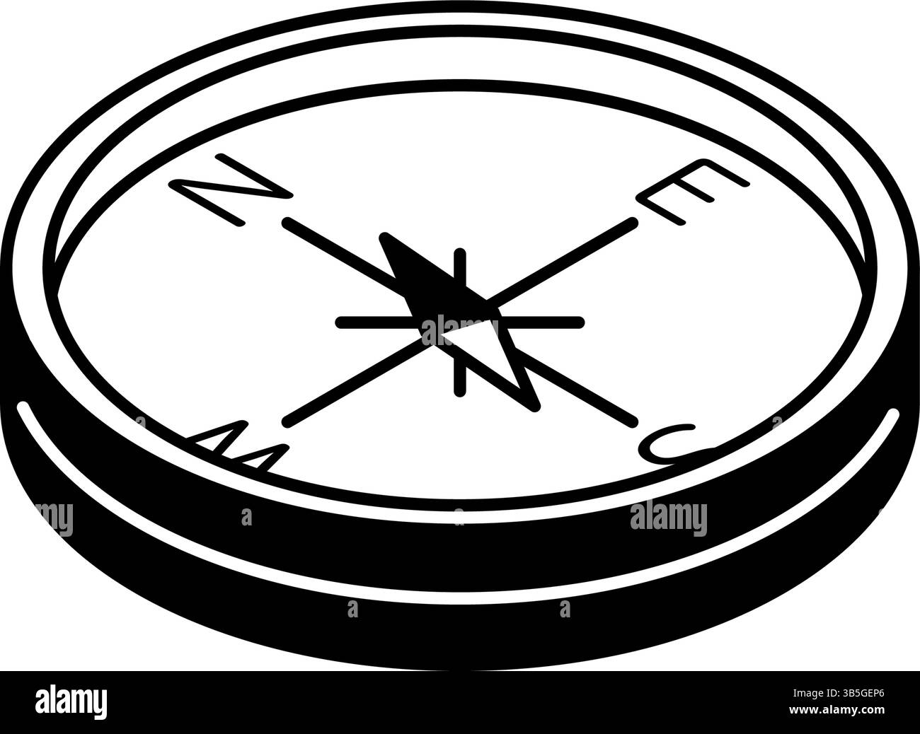 Simple line drawing icon of a compass pointing north-northeast ...