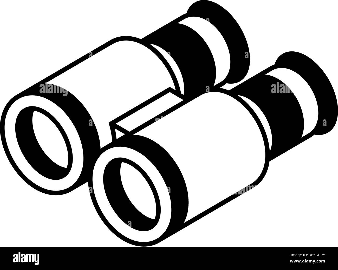 Simple line drawing icon of binoculars, isometric illustration, Vector ...