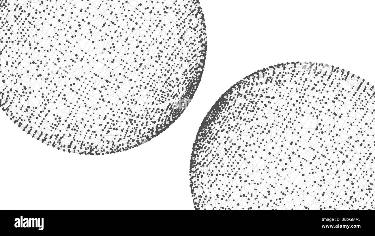 Abstract two spheres. Dots connected by lines. Minimalist mesh ...