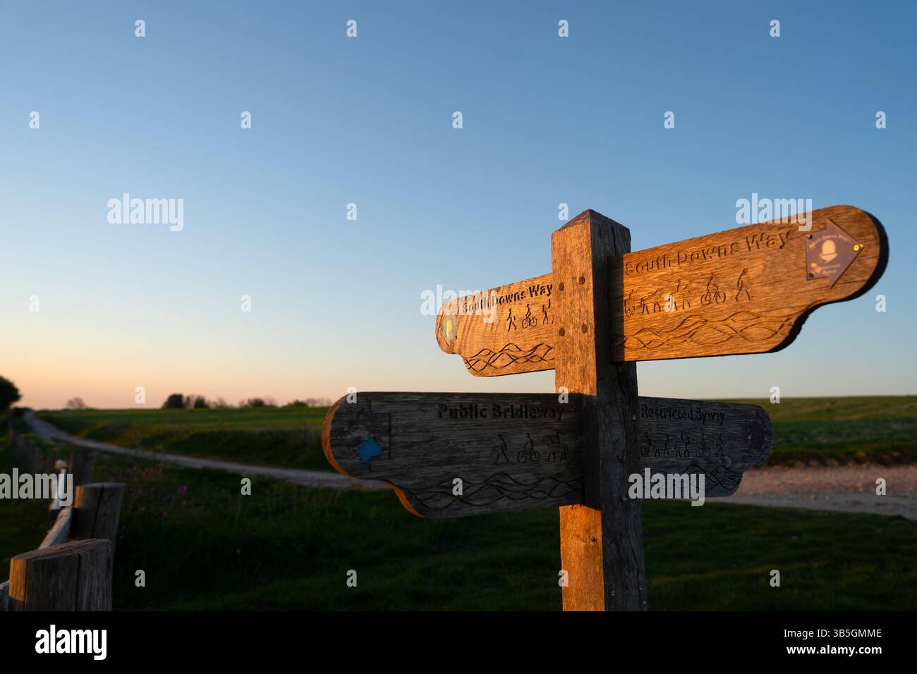 South Downs Way footpath sign on the South Downs in West Sussex, UK ...