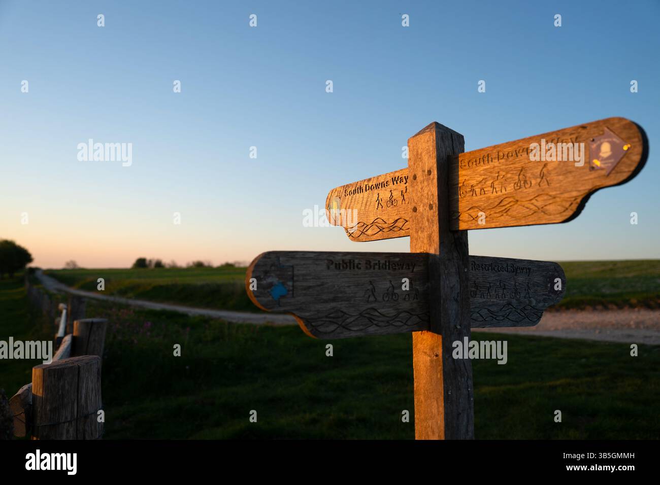 South Downs Way footpath sign on the South Downs in West Sussex, UK ...