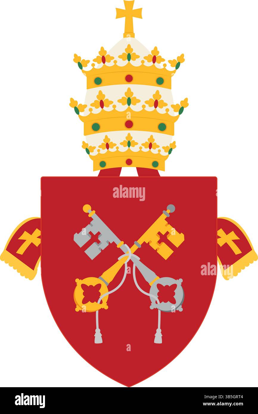 Papal Coat of Arms Keys of Heaven Red Shield Catholic Heraldic Icon ...