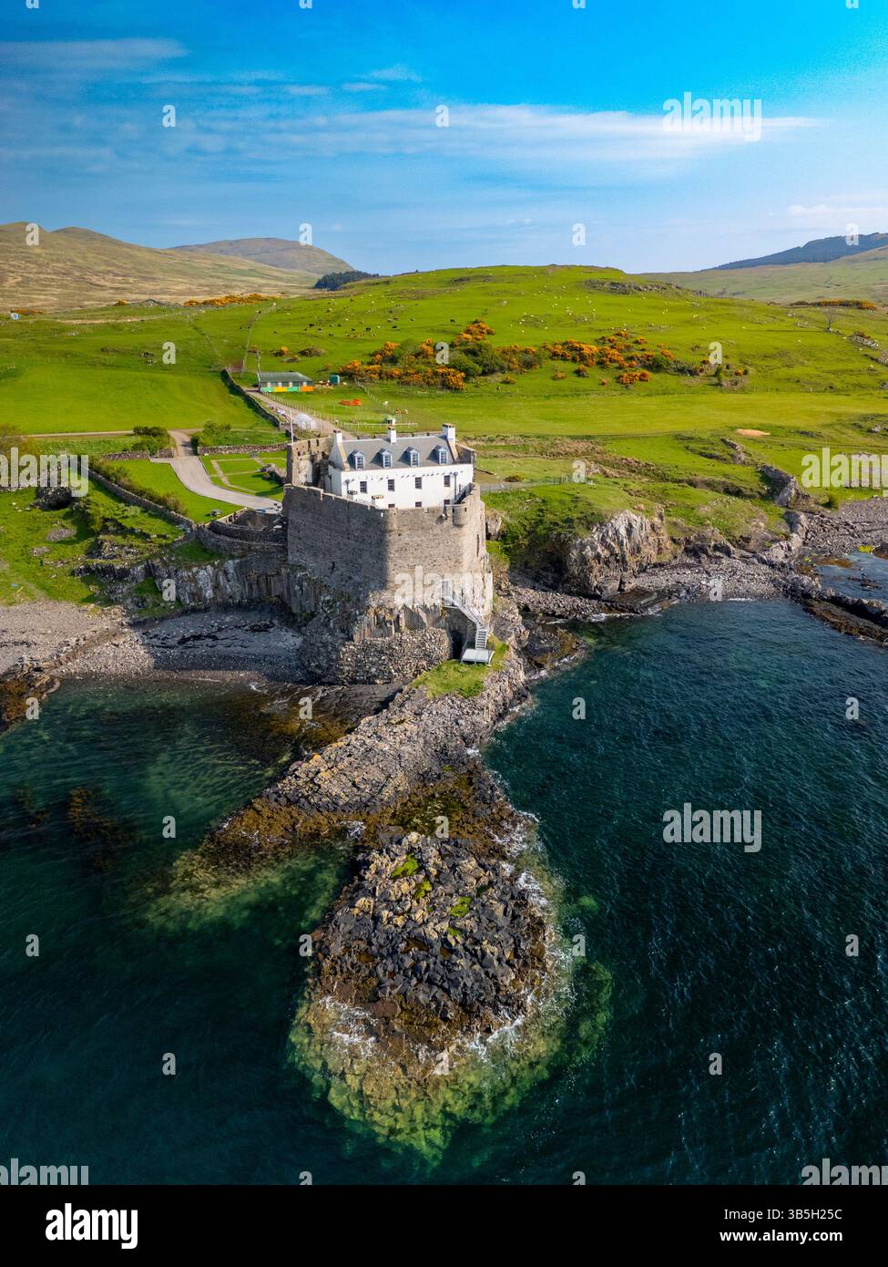Aerial view from drone of Mingary Castle hotel at Kilchoan ...