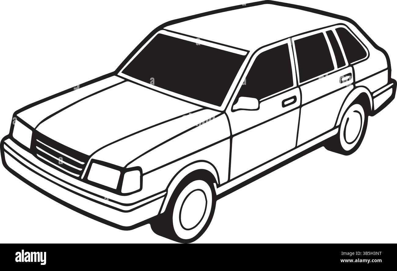 Blackline art of a car old model car for kids coloring book Silhouette ...