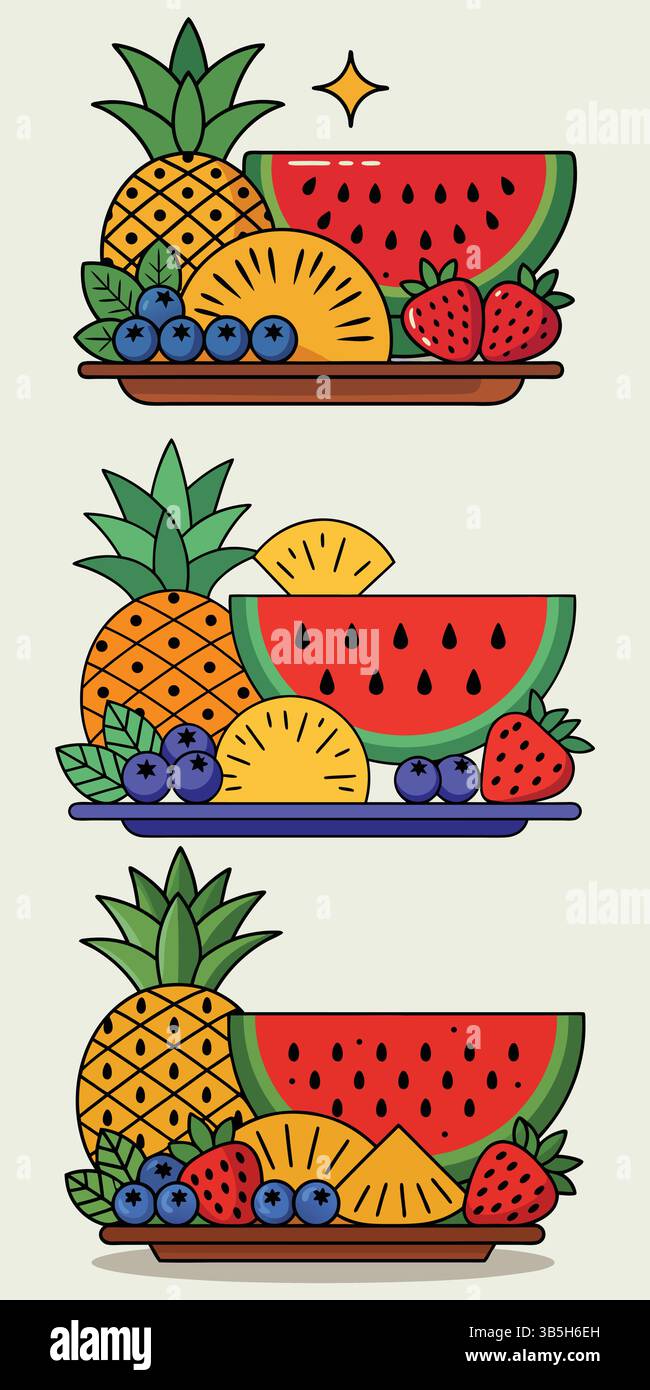 Colorful Fruit Platter Illustration Stock Vector Image & Art - Alamy