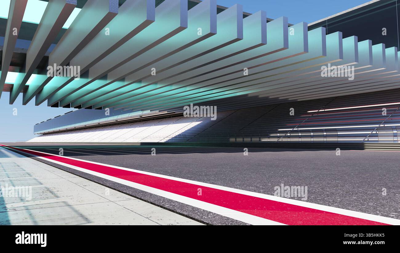 View of the infinity empty asphalt international race track with modern ...