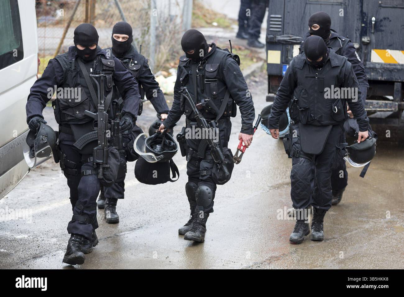 Special law enforcement unit. Special police force units in uniforms, bulletproof vests ...