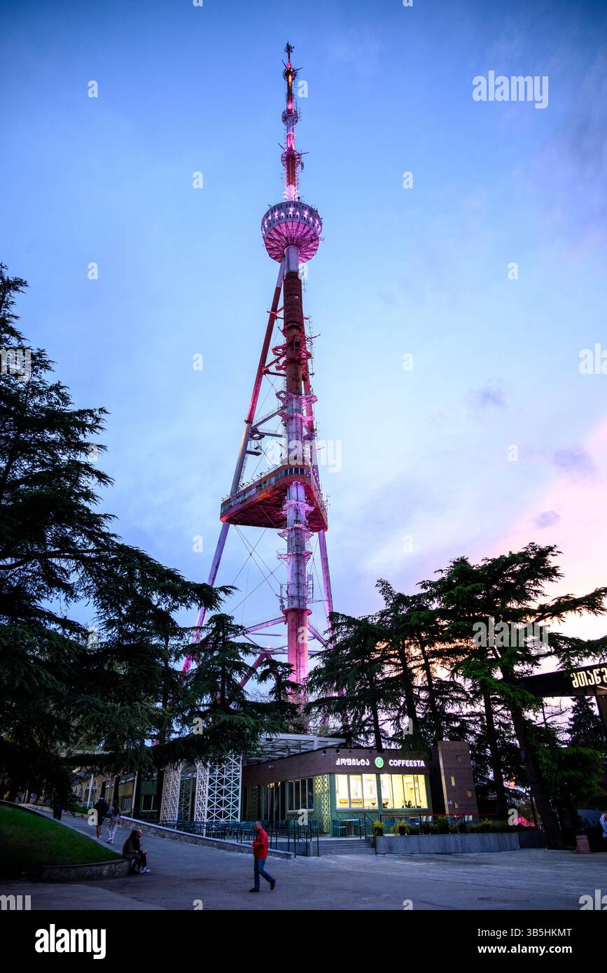 Tbilisi TV broadcasting communications tower located in Mtatsminda Park ...