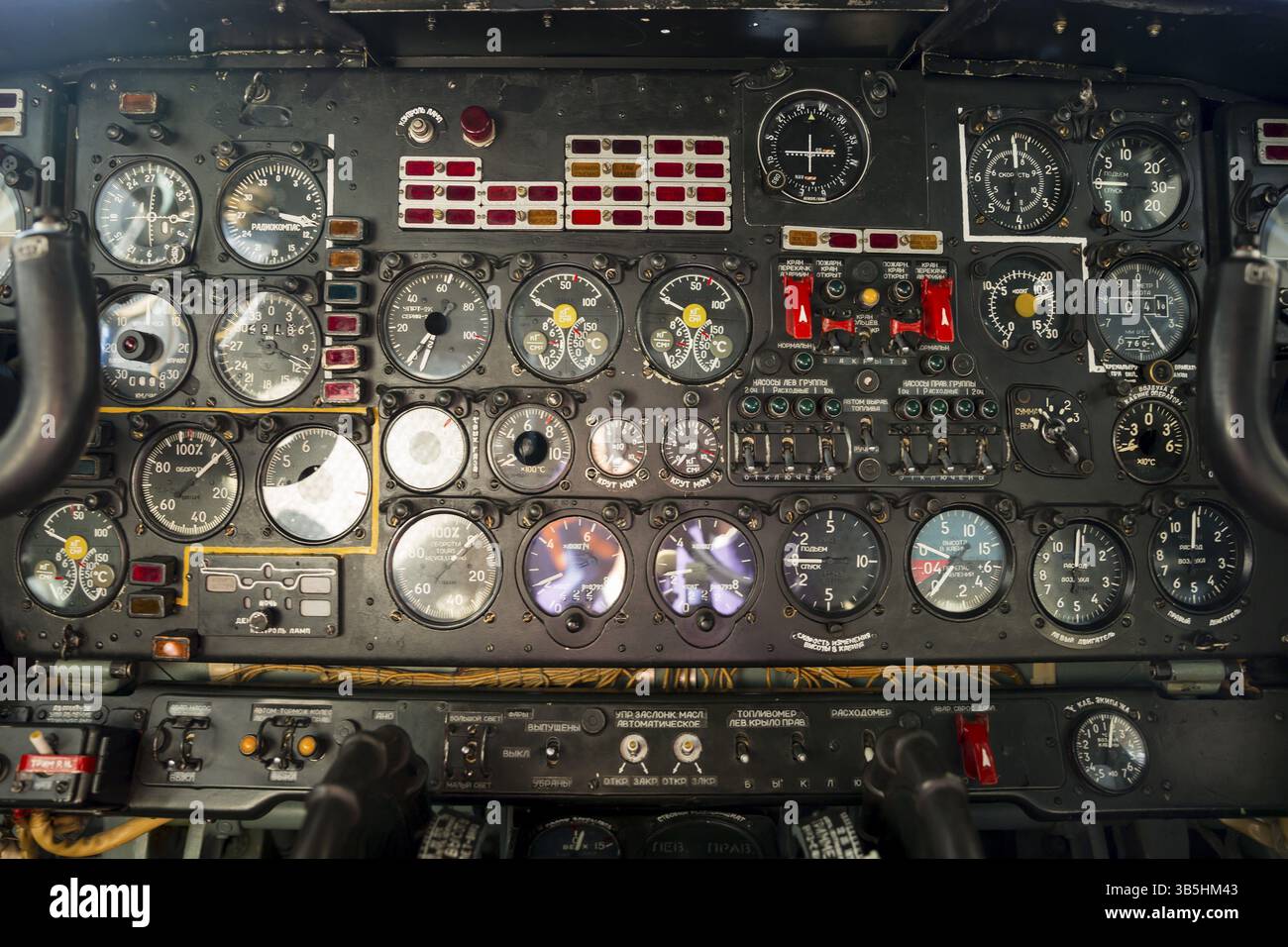 Flight desk control panel on an airplane designed for aerial ...