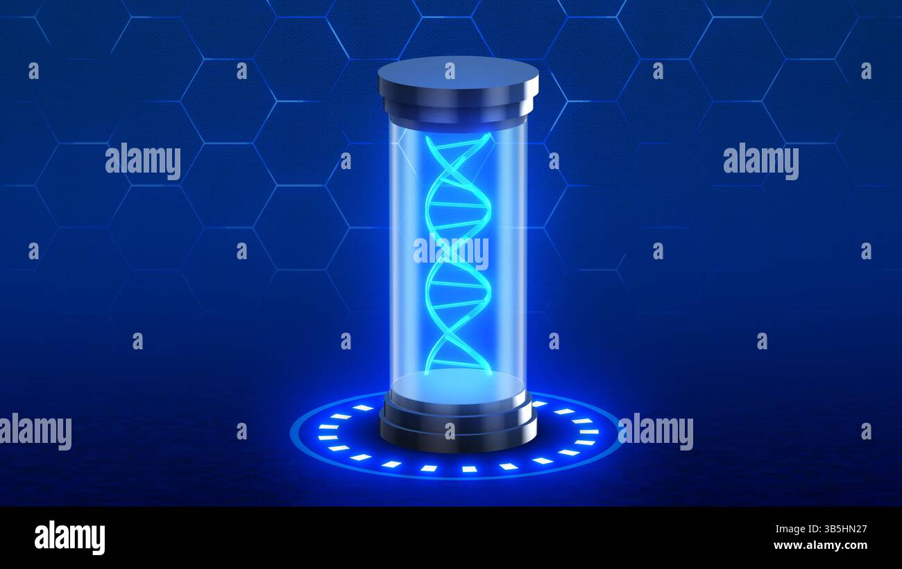 Futuristic DNA Strand in Glass Tube Stock Photo - Alamy