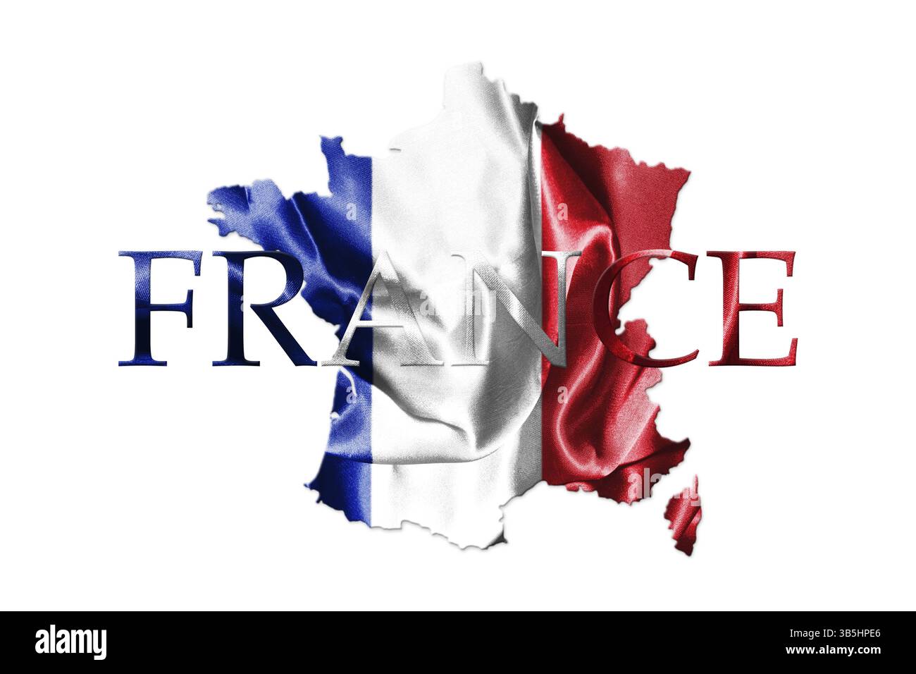 National Flag Of France Waving in the Wind With French Map And Country ...