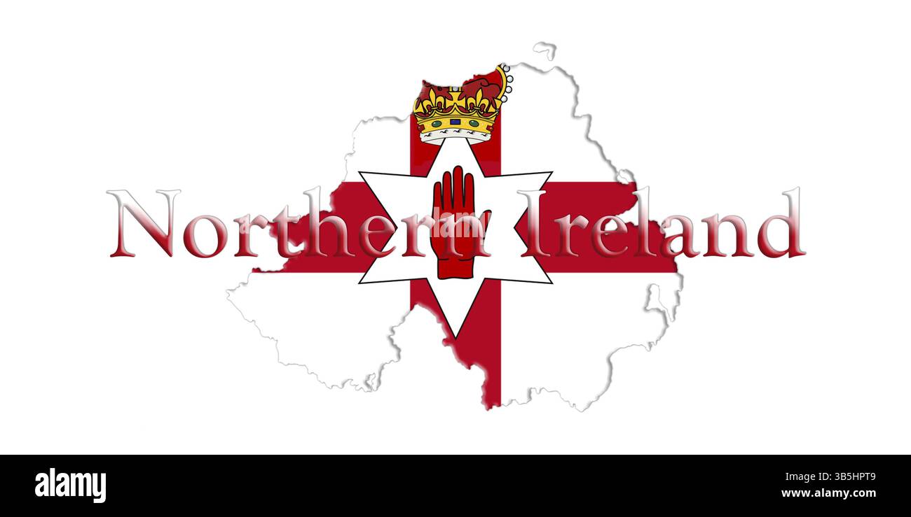 Northern Ireland Ulster Banner. Map With Flag And Country Name On It 3D ...