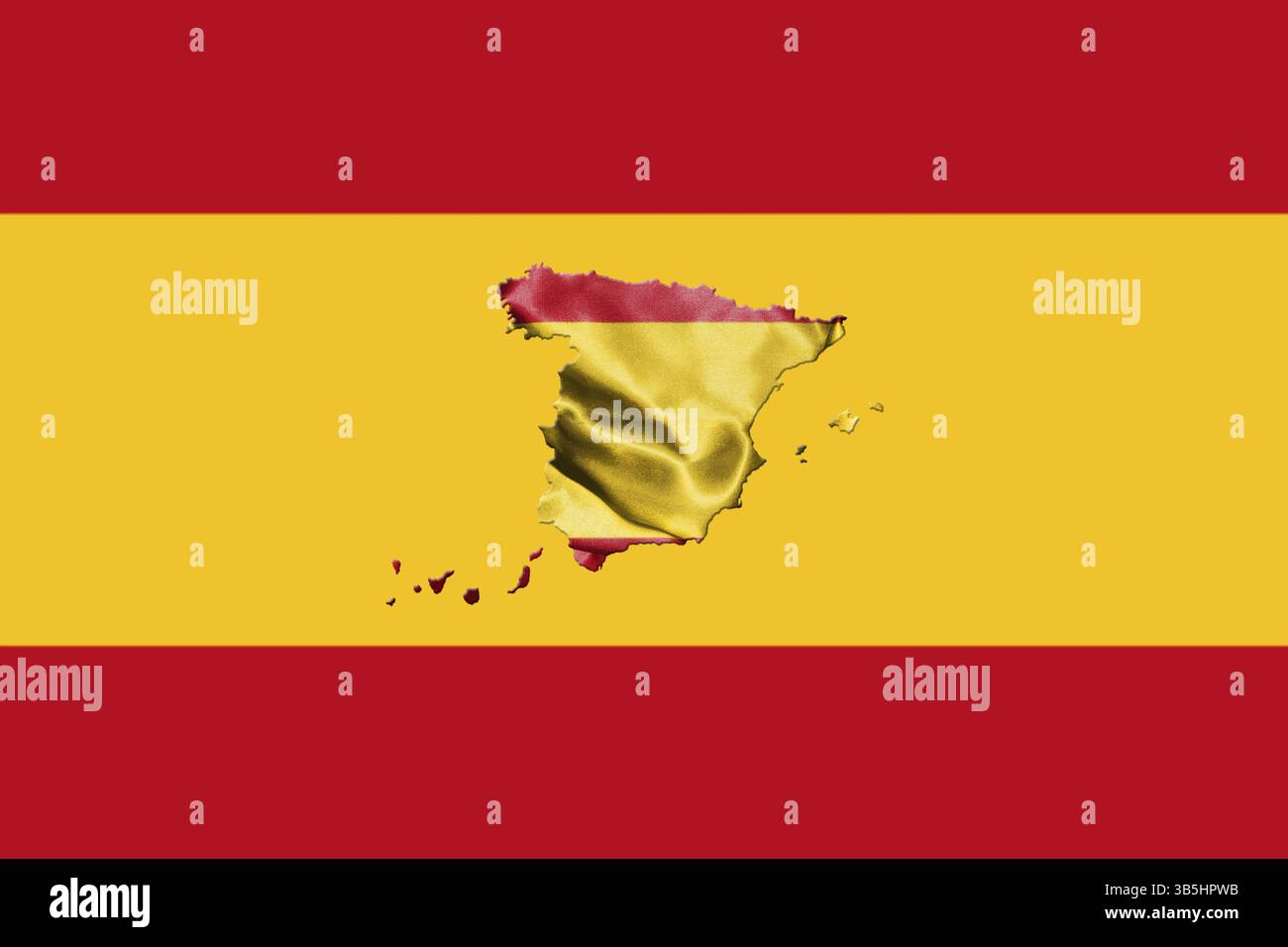 Spanish National Flag With Map Of Spain On It 3D illustration Stock ...