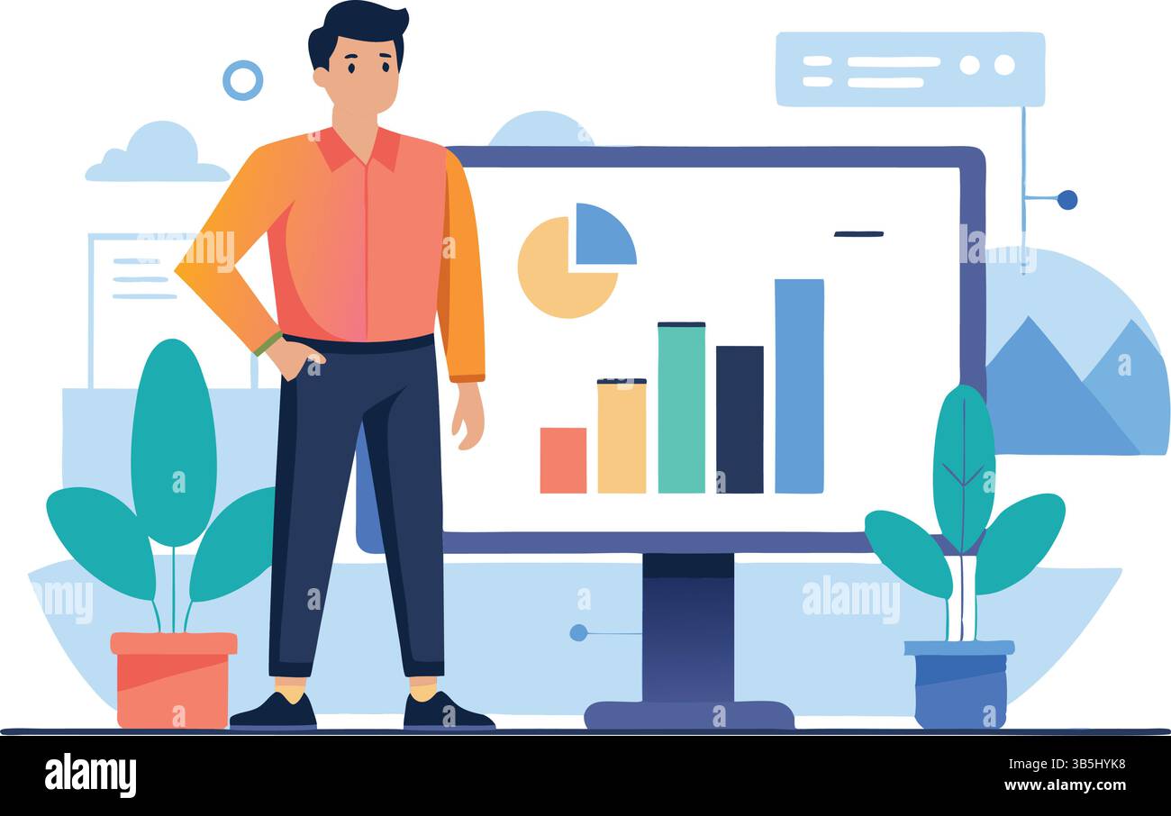 Data Analyst concept with flat design illustration Stock Vector Image ...