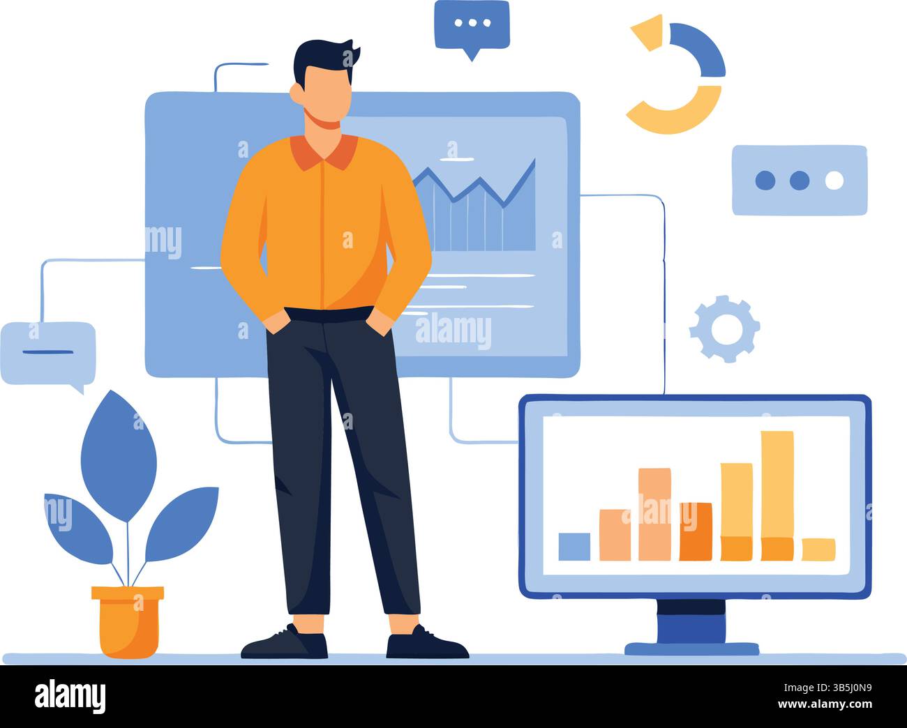 Digital marketing strategy team Content manager Flat cartoon character ...