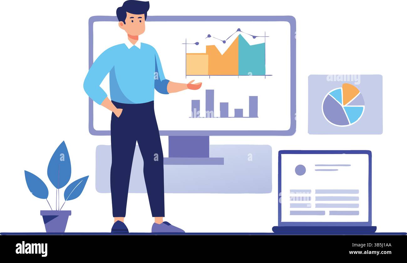 Business Professional Presenting Performance Metrics Stock Vector Image ...