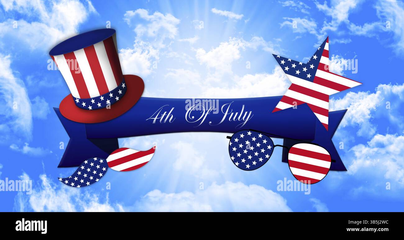 Happy 4th of July. Glasses and Mustache Design of the American Flag ...