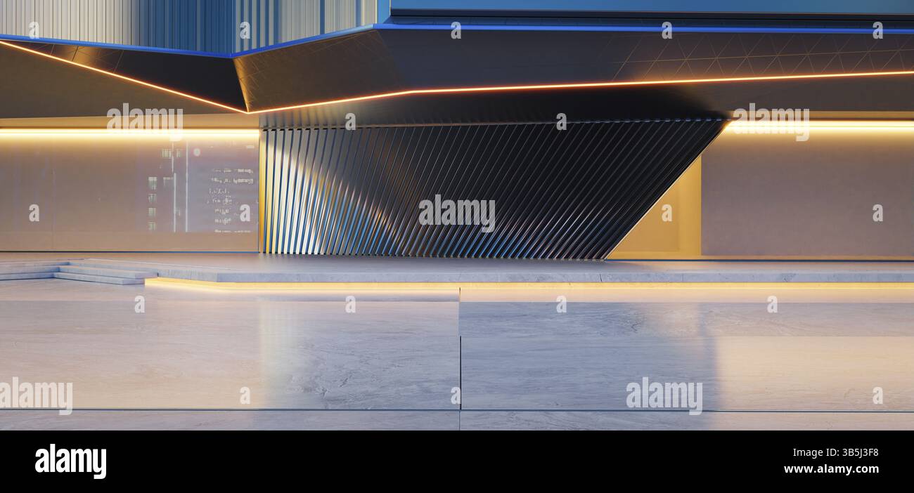 Empty ground in front of modern buildings. Photorealistic 3D rendering ...